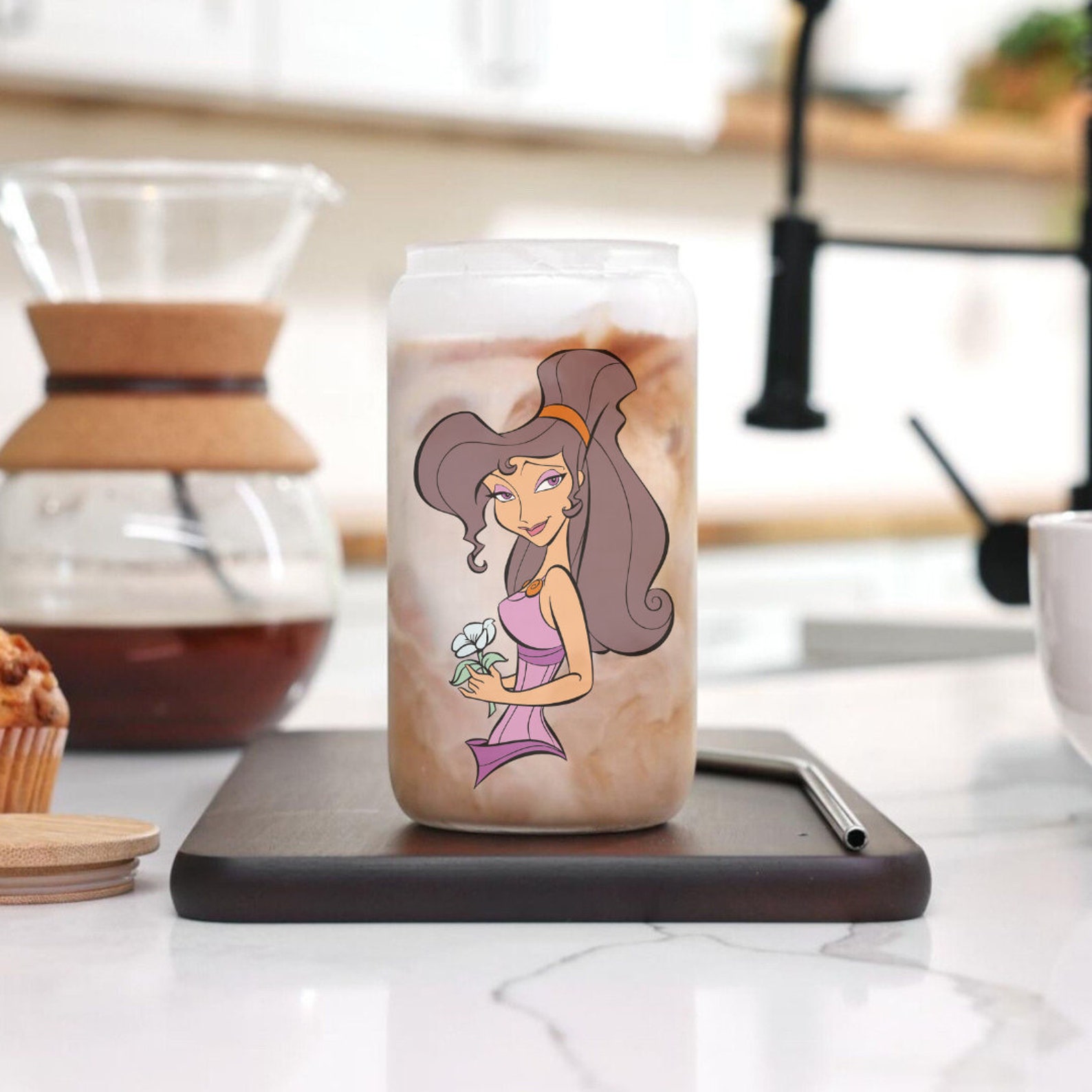 Megara Glass Cup, Hercules Meg Magical Coffee Cup, Disney Glassware ...
