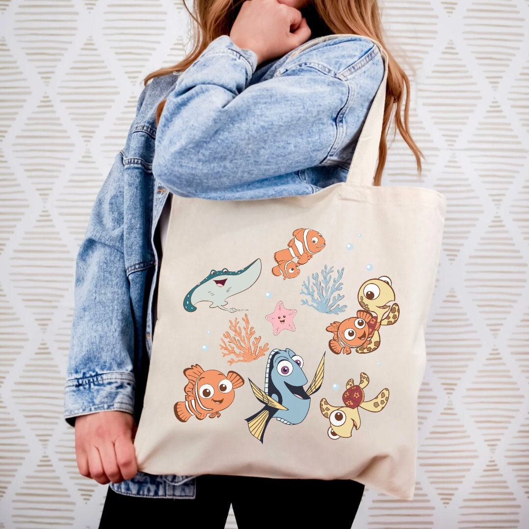 Finding Nemo Tote Bag, Magical Beige Disneyland Bag, Nemo, Dory, Crush ...