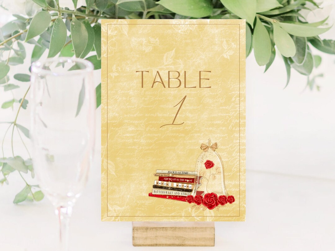 Editable Enchanted Rose Table Numbers | Beauty and the Beast Inspired ...