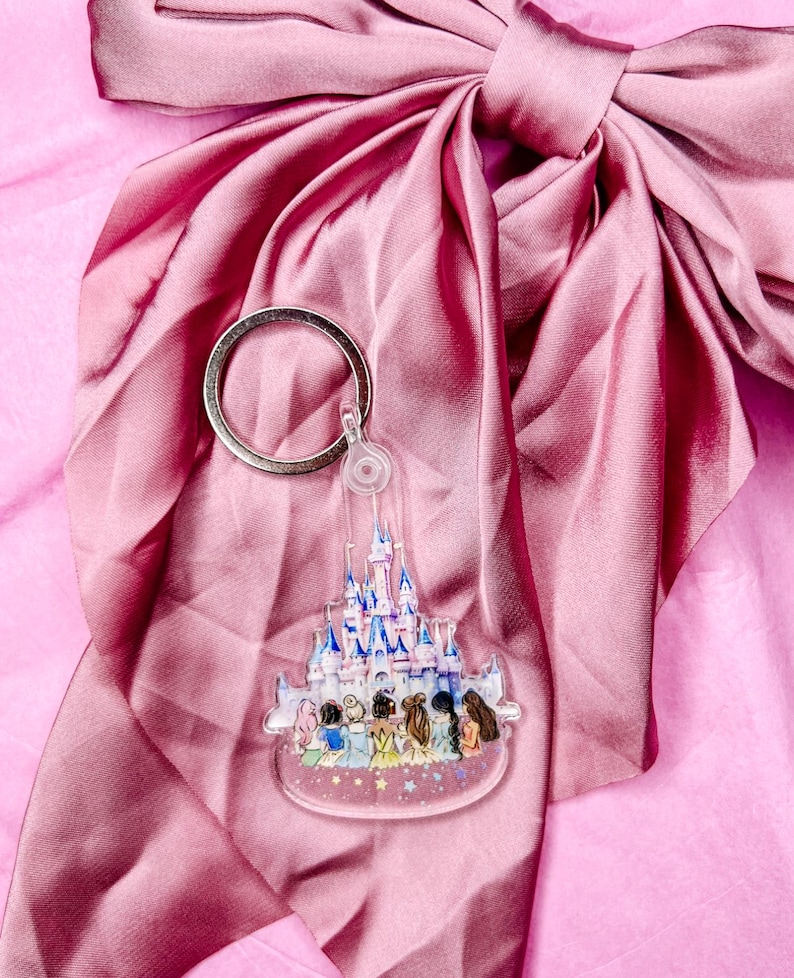 Princess Castle Keychain, Pastel Princess Bag Charm, Belle Ariel Snow ...