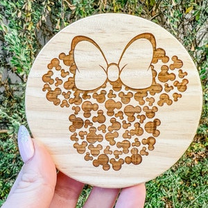 Mickey and Minnie Wooden Coasters, Set of 4, Disney Home Decor, Rustic ...