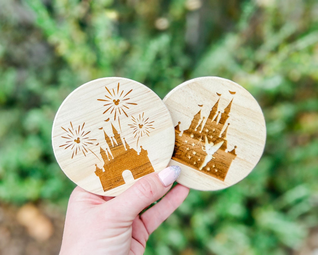 Disney Wooden Coasters, Set of 4, Disney Castle, Disney Home Decor ...