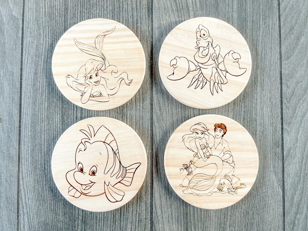 The Little Mermaid Coasters Set of 4, Ariel Coaster Set, Disney Home ...