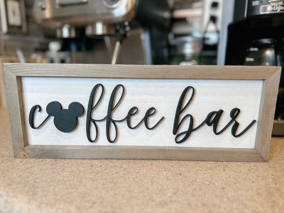 Coffee Bar Sign, Mickey Mouse Coffee Bar Sign, Disney Home Decor ...