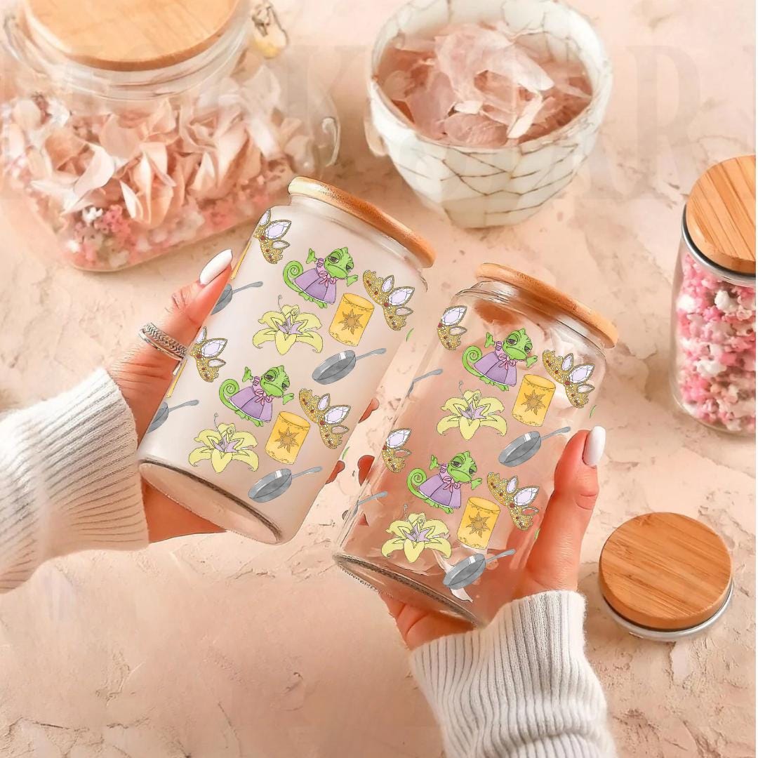 Rapunzel Tangled Glass Cup, Lost Princess Magical Coffee Cup, Pascal ...