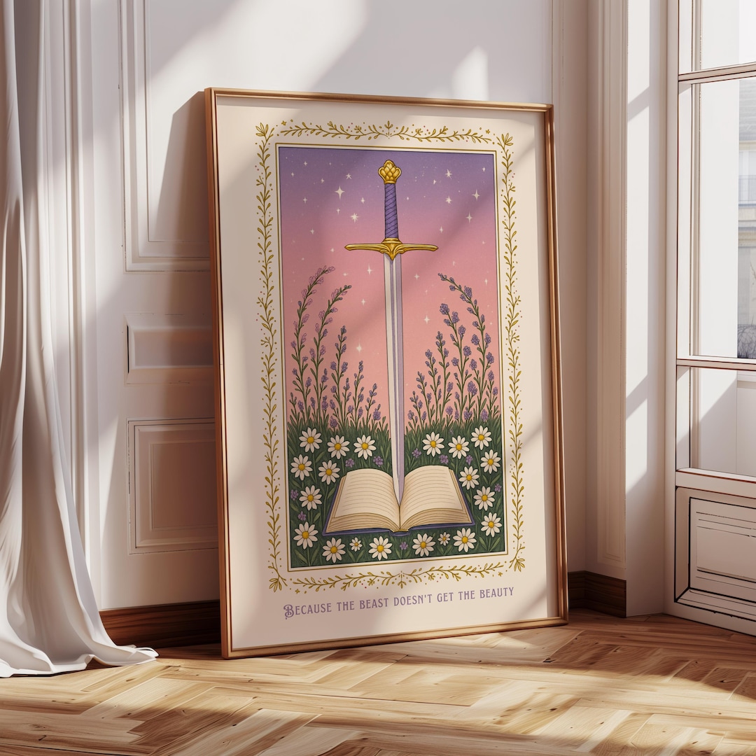 Powerless Print, Fantasy Bookish Wall Art, Girly Book Lover Gift, Sword ...