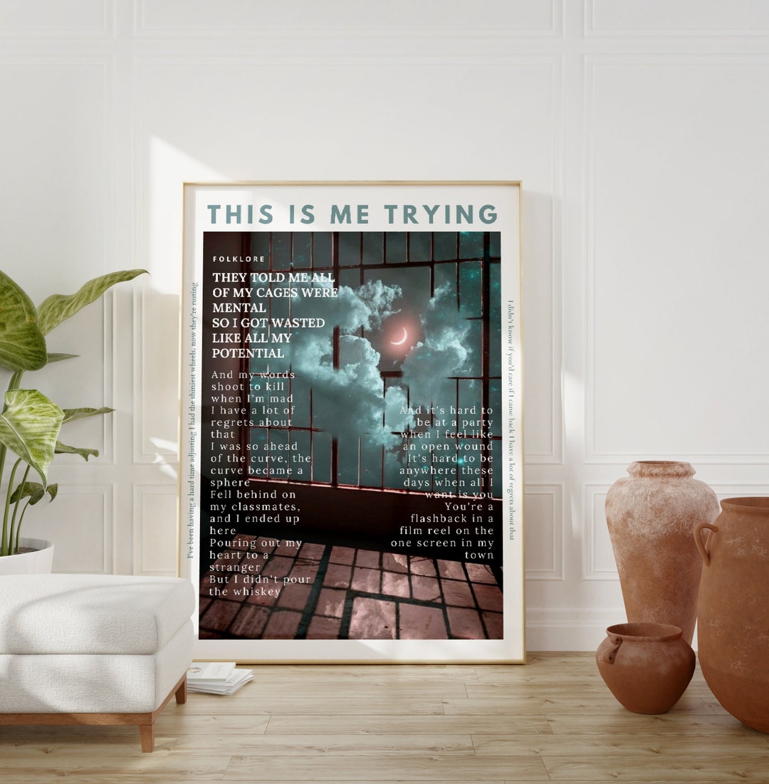 This is Me Trying, Folklore Album, Printable Lyric Poster, Wall Art ...