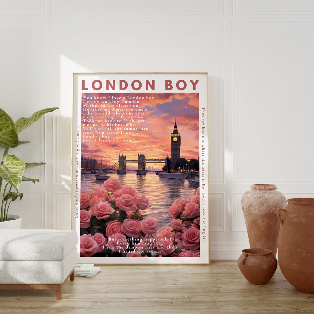 London Boy Poster, Lover Album, Digital Lyric Poster, Wall Art, Room ...