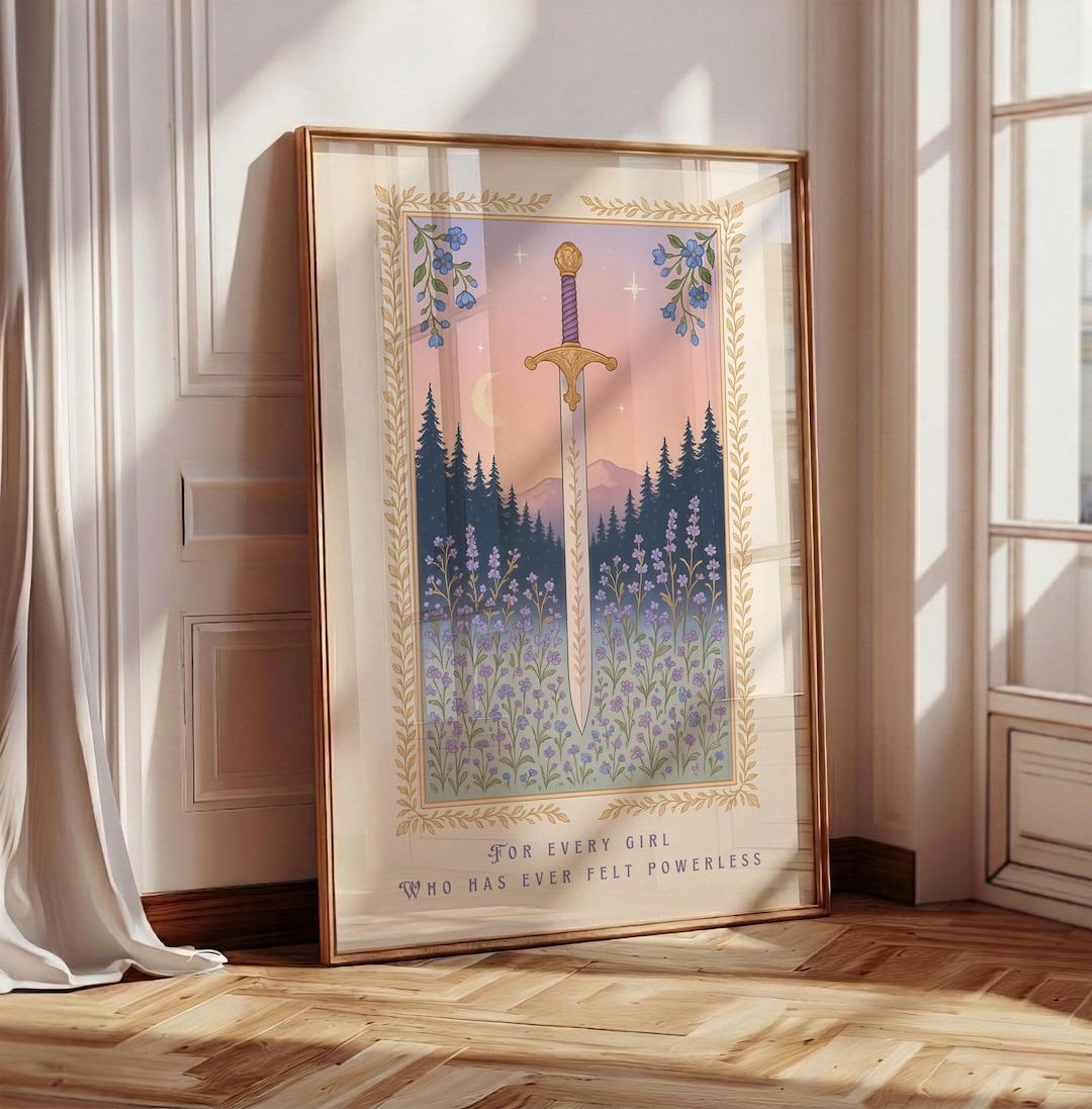 Powerless Print, Fantasy Bookish Art, Girly Book Lover Gift, Sword Art ...