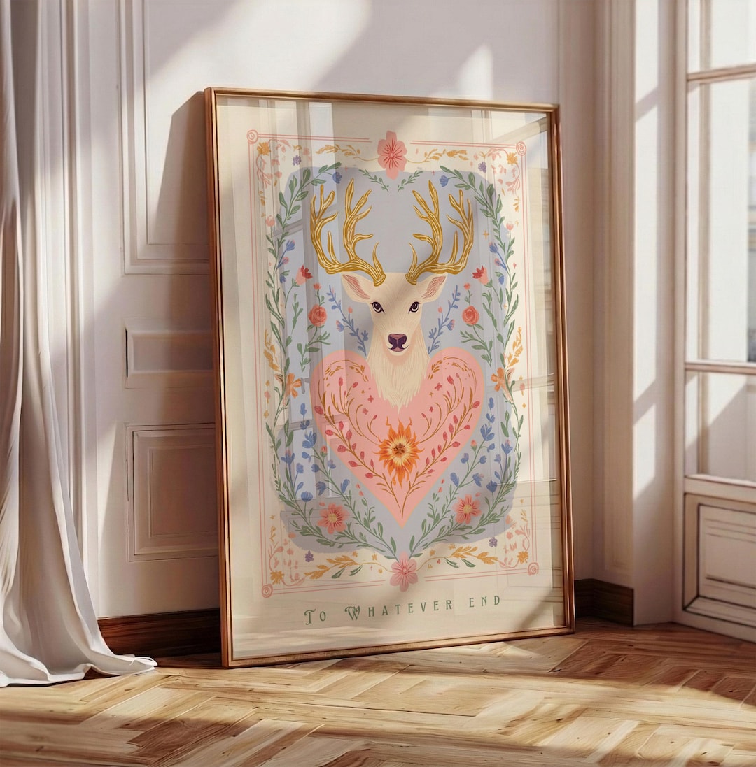 Fireheart Stag Art, Fantasy Bookish Wall Poster, Book Lover Gift ...