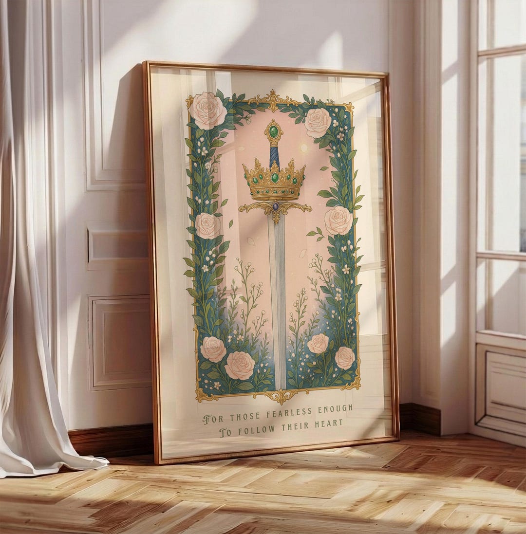 Fearless Print, Fantasy Wall Art, Girly Book Lover Gift, Crown Art, for ...