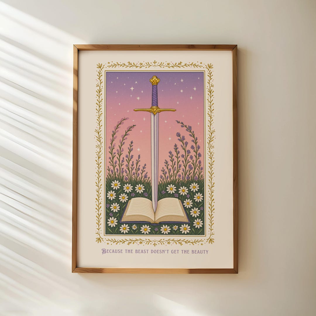 Powerless Print, Fantasy Bookish Wall Art, Girly Book Lover Gift, Sword ...