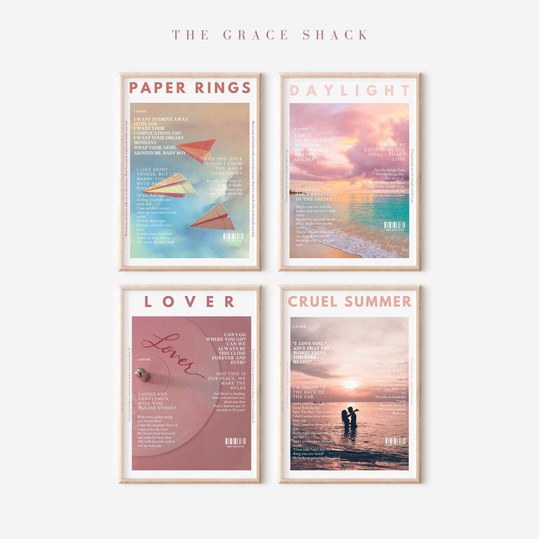Set of Four Lover Album Prints Lover Merch Lyric Poster - Etsy New Zealand
