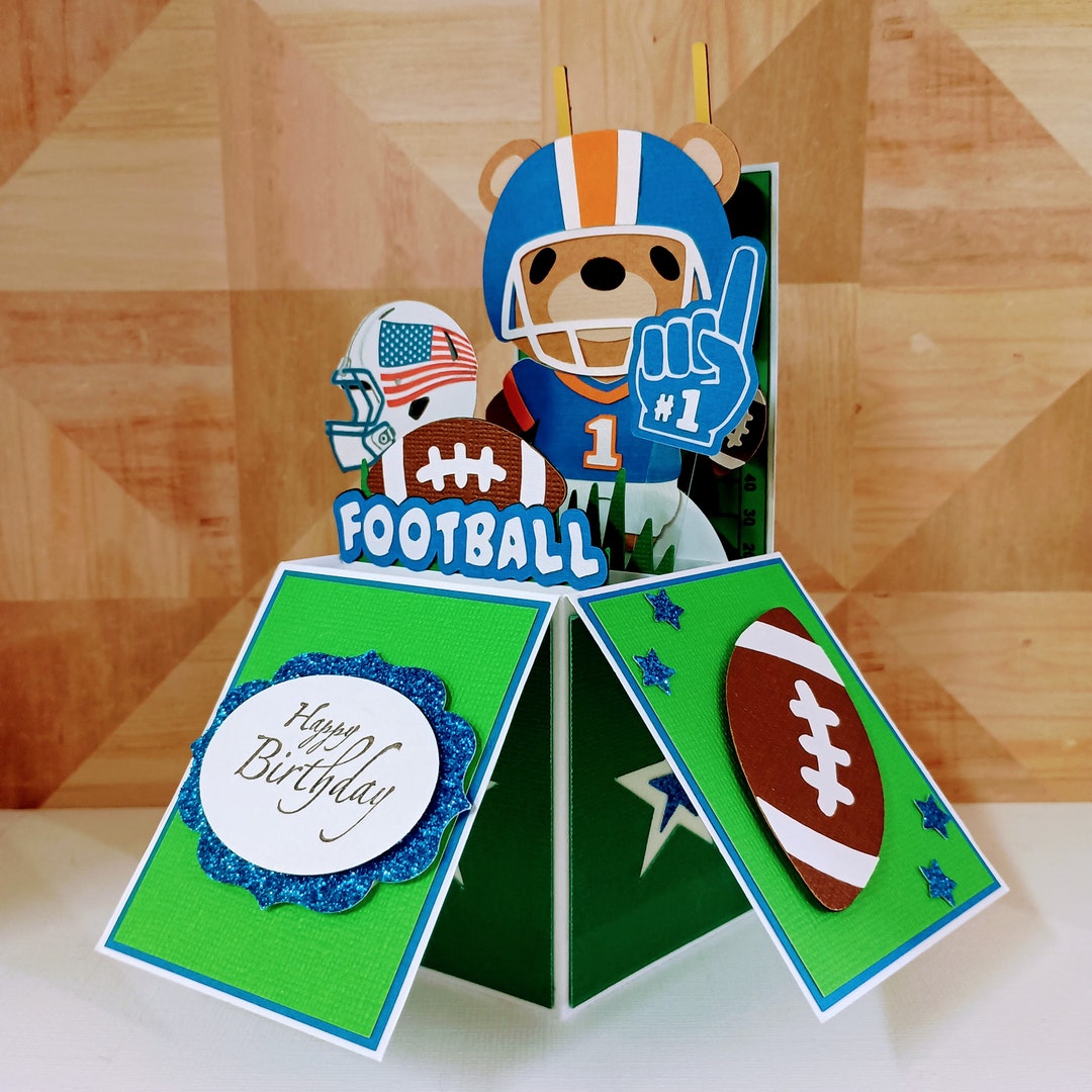 Football Birthday Pop up Card: Handmade 3D Box Card - Etsy
