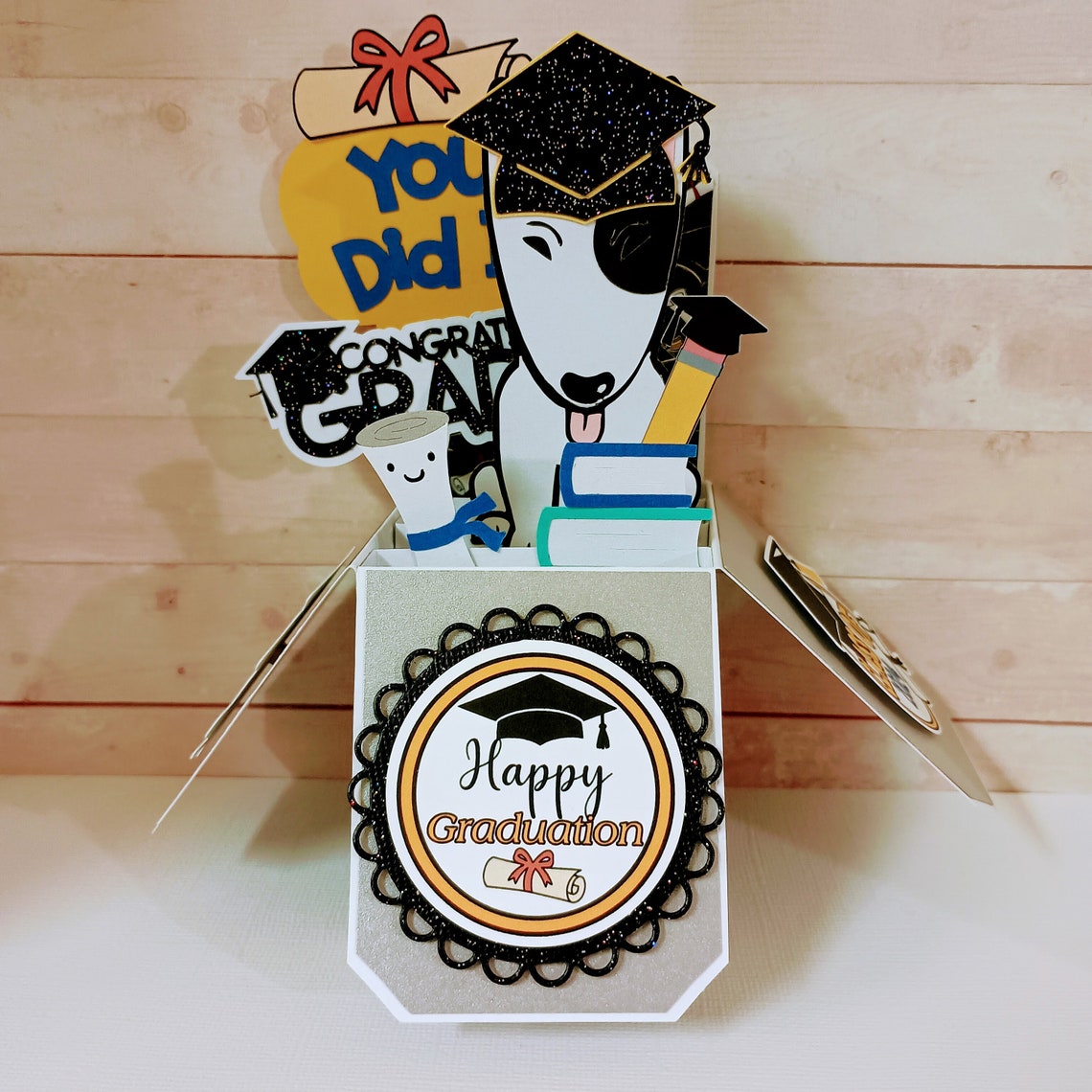 Happy Graduation Card, Bull Terrier Card, Happy Graduation Bull Terrier ...