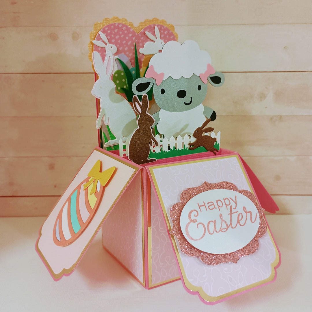Easter Card, Bunny Card, Lamb Card, Box Card, Easter Bunny and Lamb 3D ...