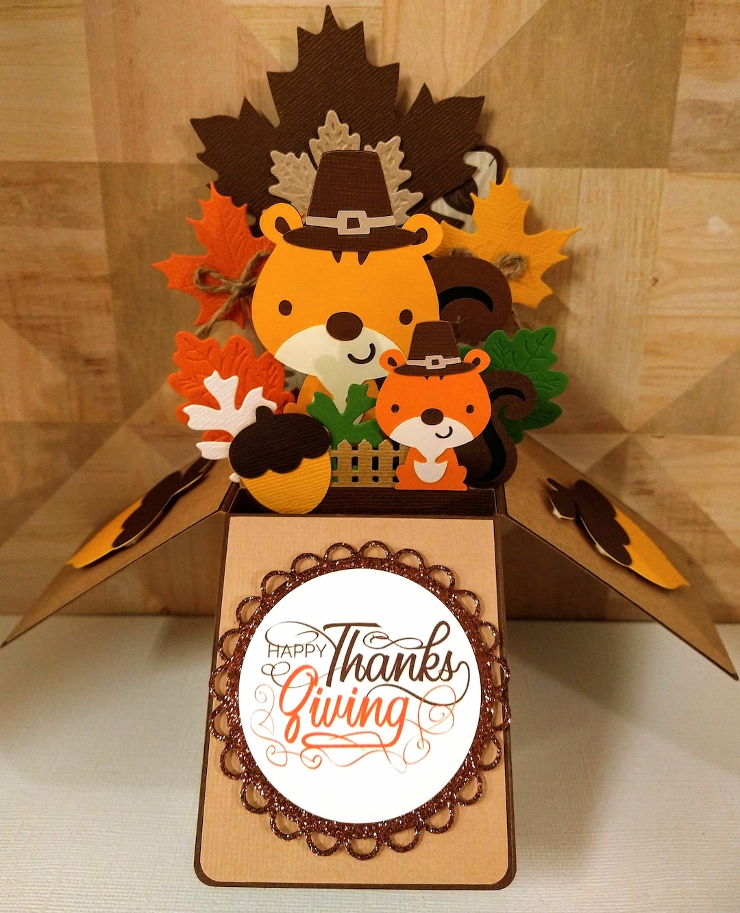 Happy Thanksgiving Squirrels Handmade 3D Box Pop up Greeting - Etsy