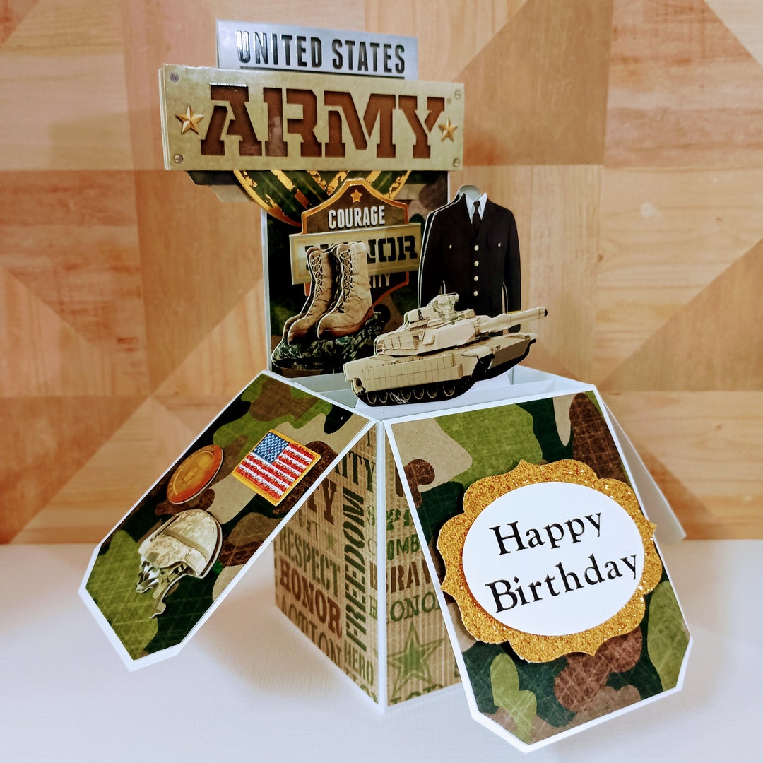 Happy Birthday Card, US Army Happy Birthday Pop up Card, US Army ...