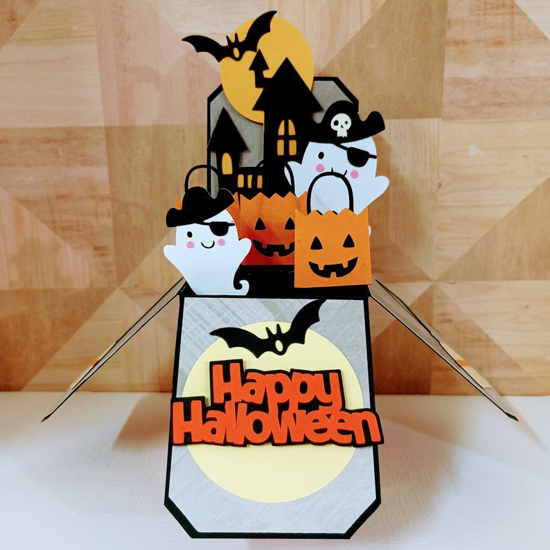 Happy Halloween Card, Ghosts Card, Halloween Box Card, Handmade 3D Box ...