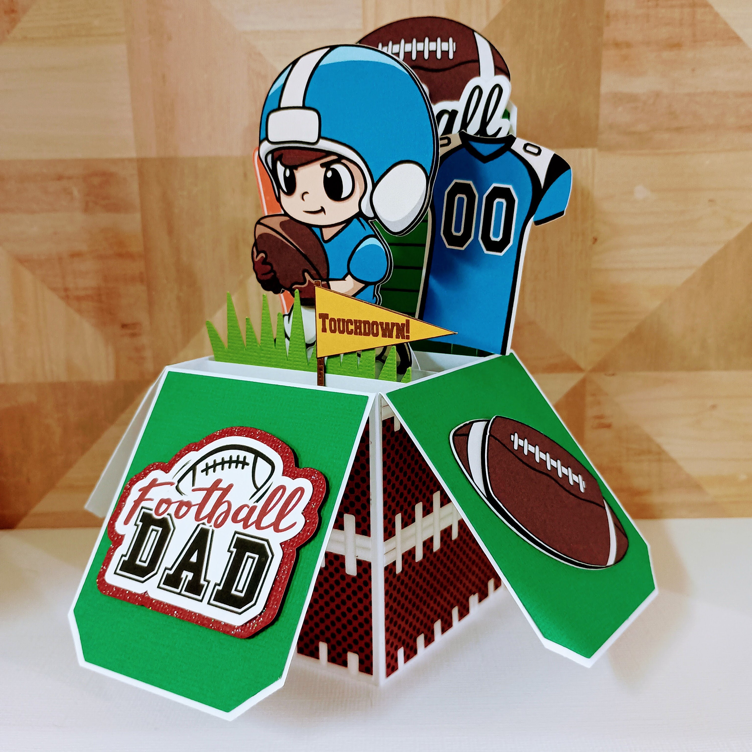 Father's Day Card, Football Father's Day Pop up Card, American Football ...