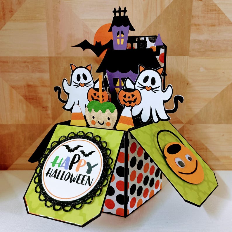 Handmade Cat Ghosts Halloween 3D Pop up Box Card - Etsy