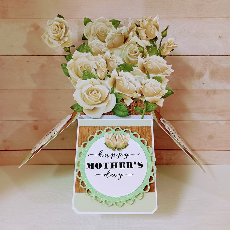 Mother's Day Card, White Roses Mother's Day Pop up Card, White Roses ...
