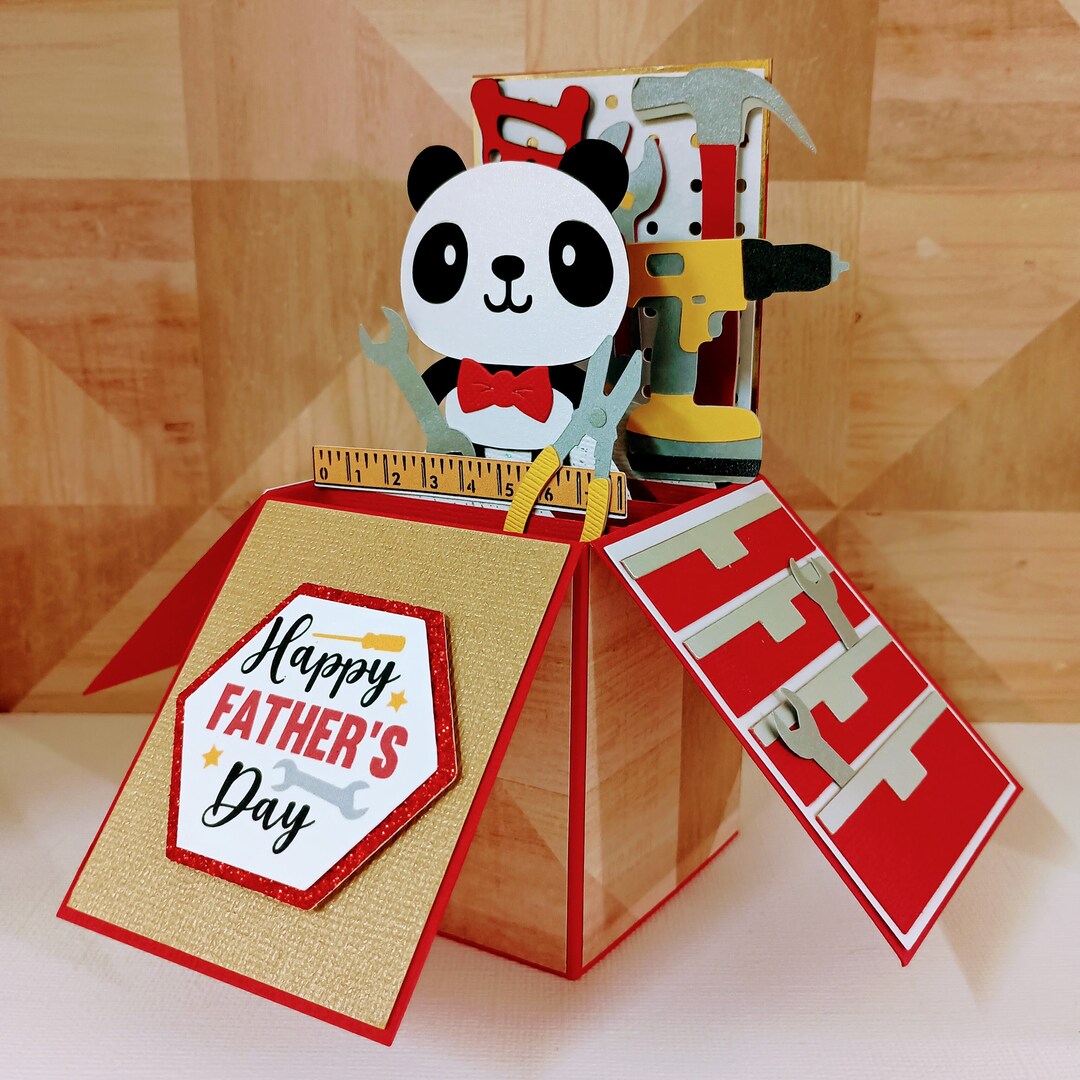 Father's Day Card, Panda Father's Day Pop up Card, Pandas, Handmade 3D ...
