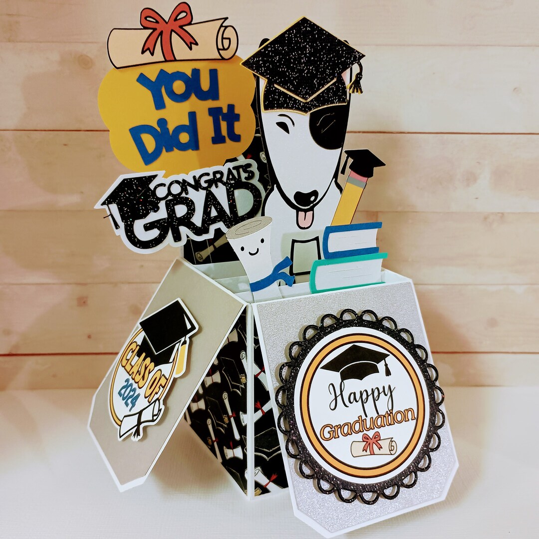 Happy Graduation Card, Bull Terrier Card, Happy Graduation Bull Terrier ...