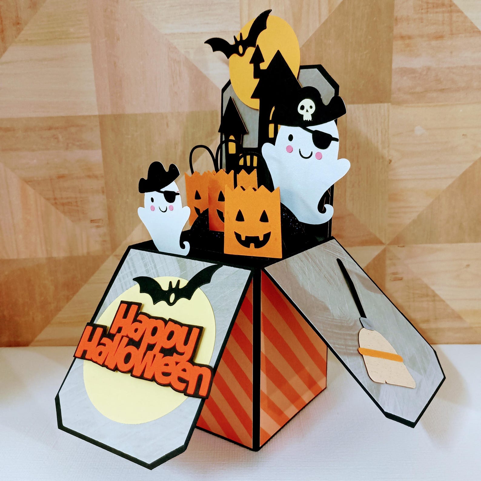 Happy Halloween Card, Ghosts Card, Halloween Box Card, Handmade 3D Box ...