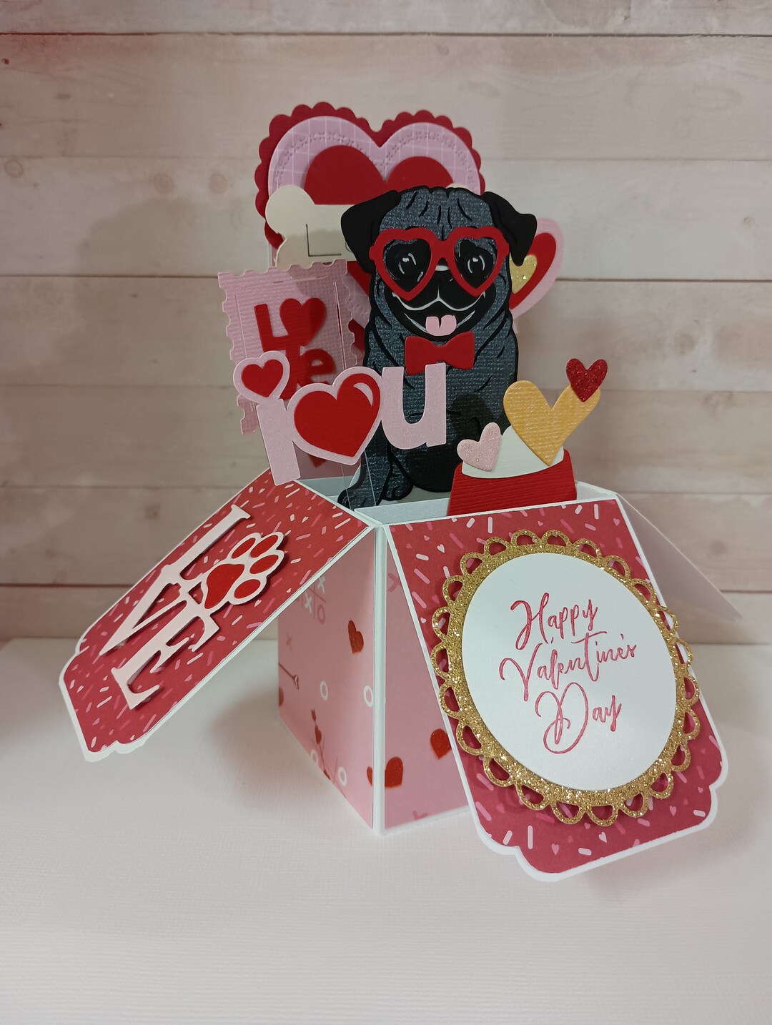 Valentine's Day Card, Saint Valentine's Pug Card, Saint Valentine's Day ...