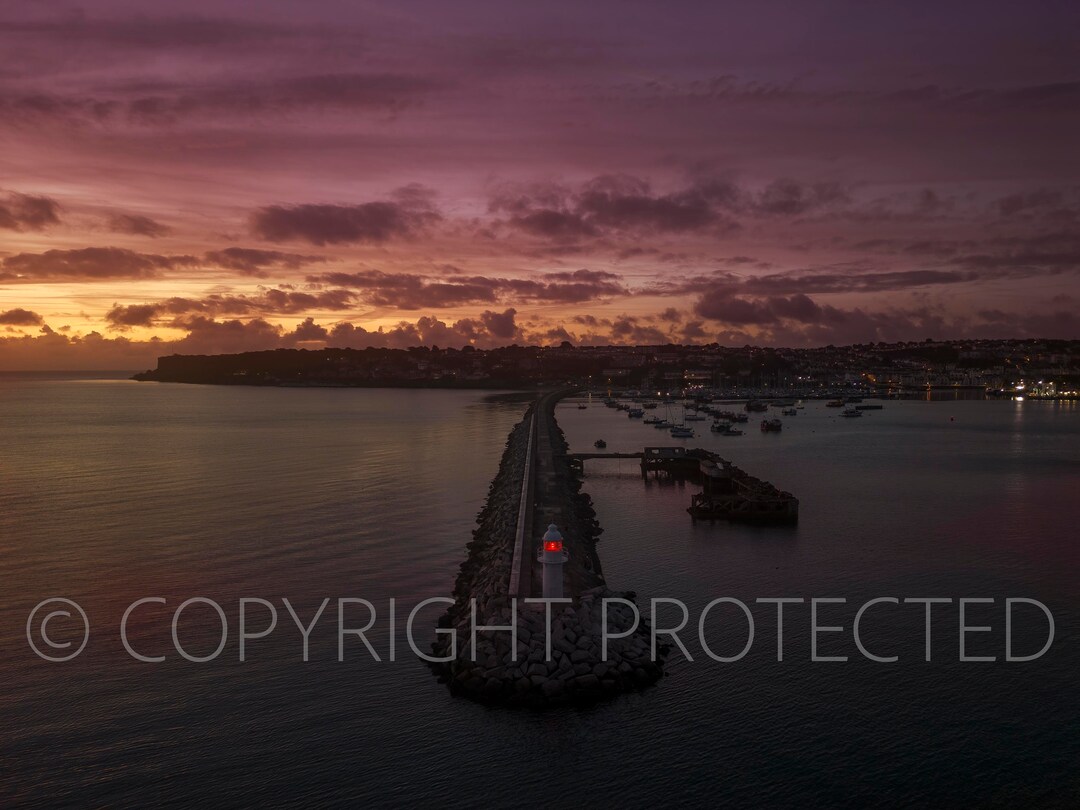 Brixham Lighthouse & Harbour Devon romantic Sunrise A3 Size Ready to ...