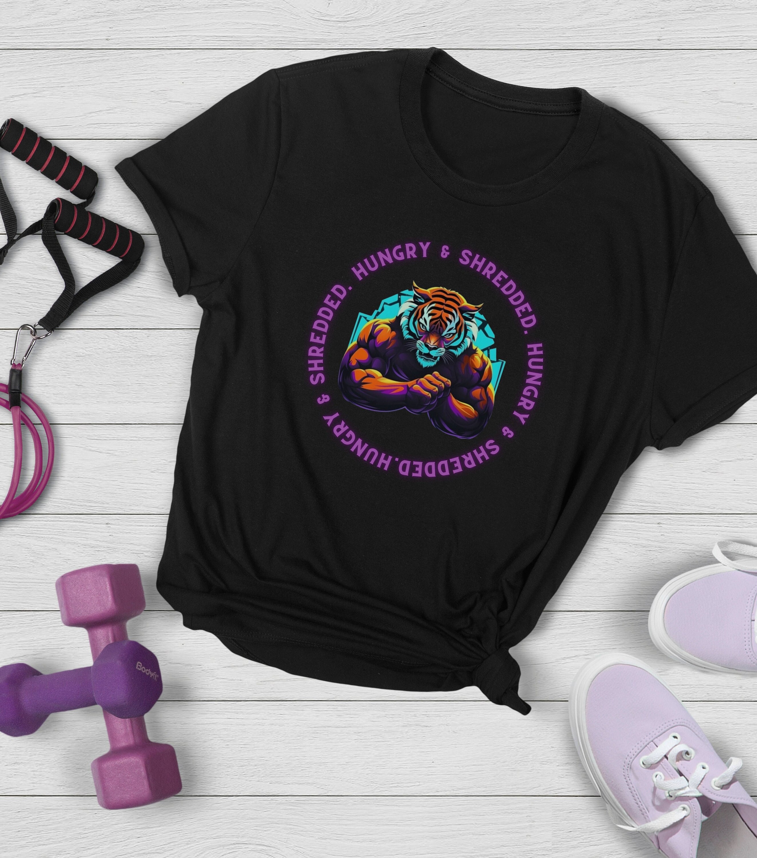 Beast Mode: Neon Tiger Hungry & Shredded Fitness Apparel - Etsy
