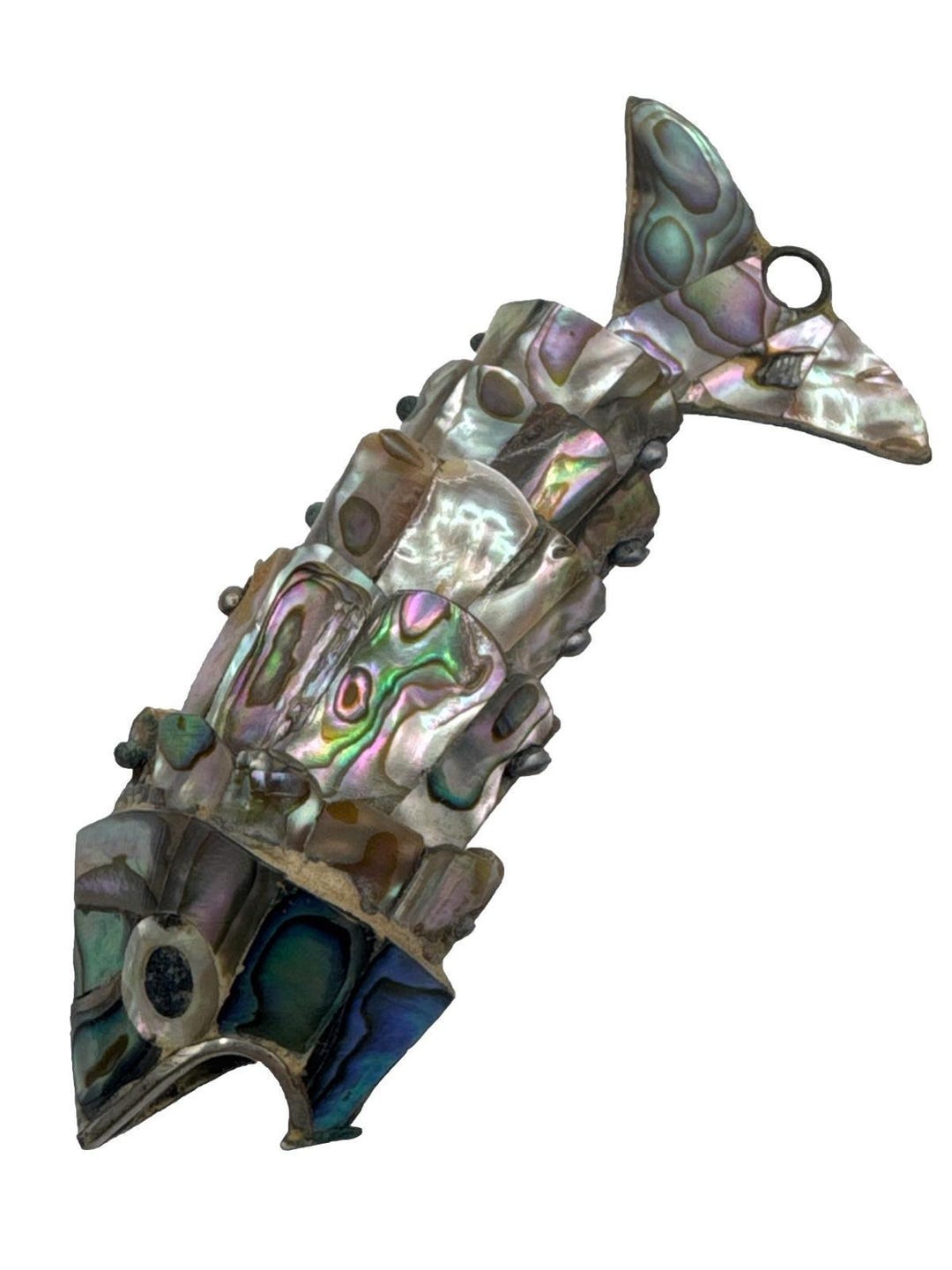 Articulated Fish Mexican Abalone Shell & Brass Fish Bottle Opener ...