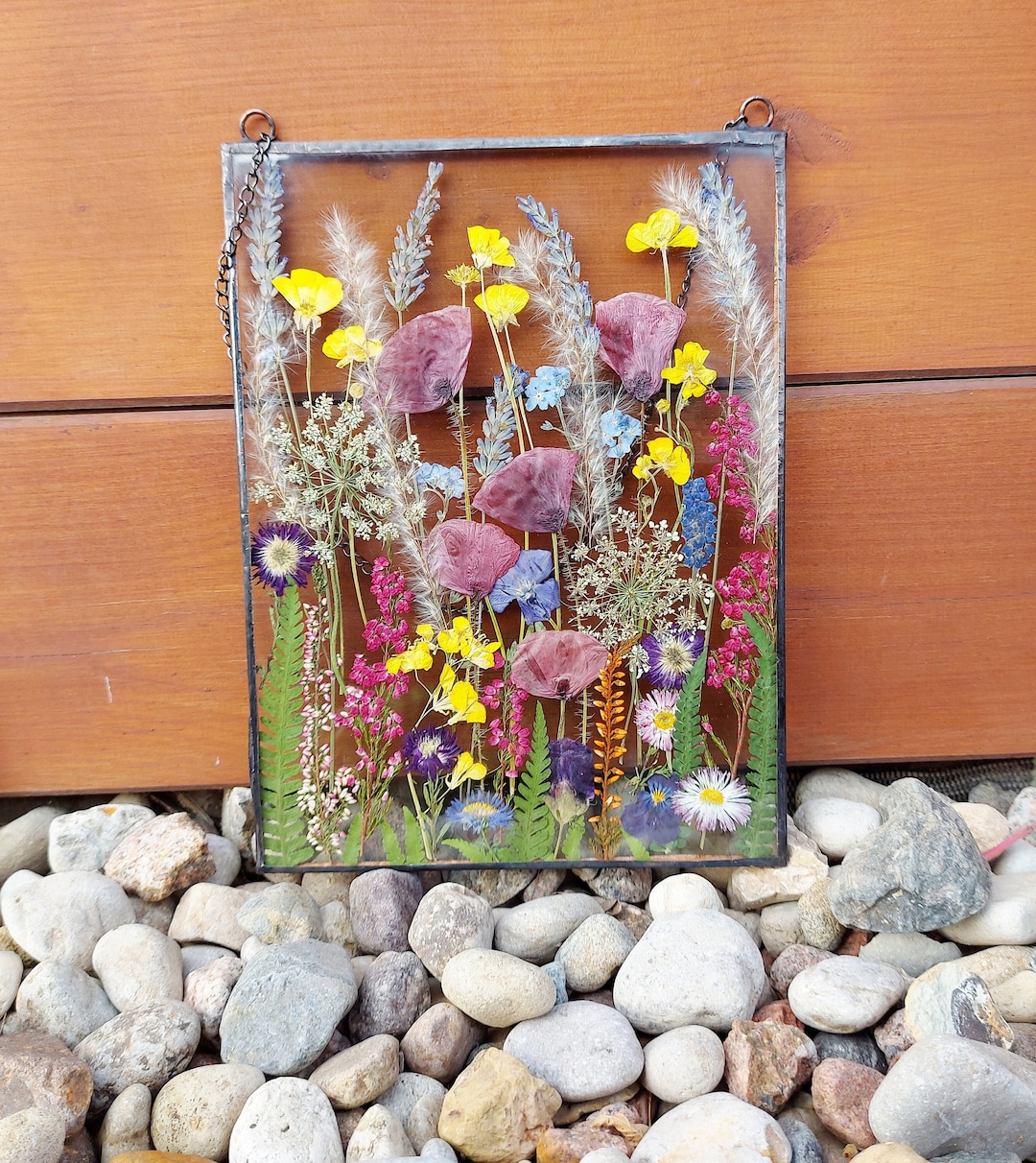 Original Pressed Flower Artwork, Botanical Dried Pressed Flower Frame ...