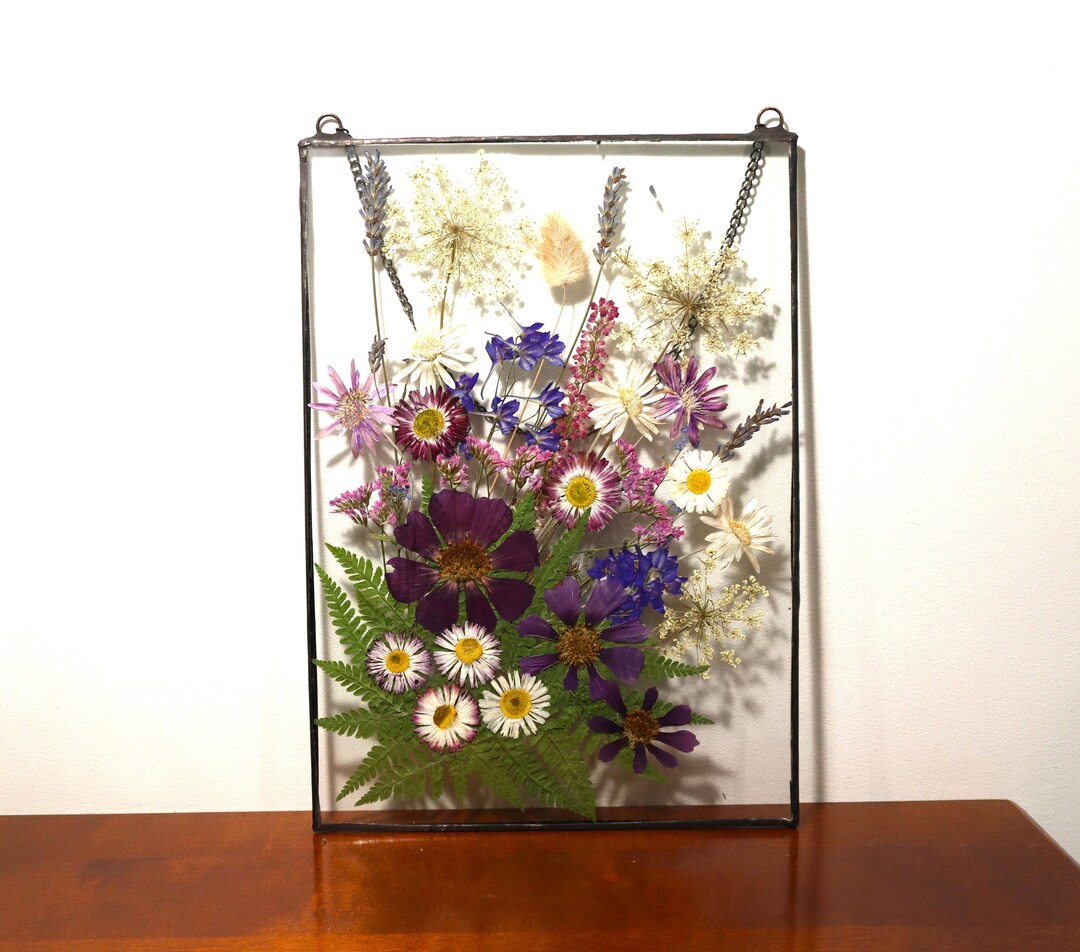 Large Pressed Flower Frame, Hanging Glass Decor, Wall Decor, Botanical ...