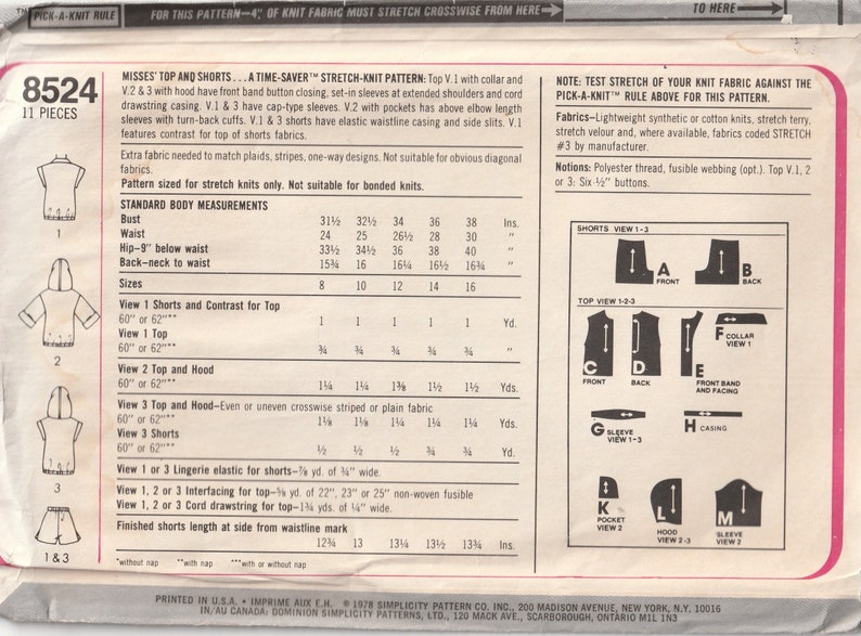Knit Tops Hood Drawstring 10-14 Simplicity 8524 - Etsy