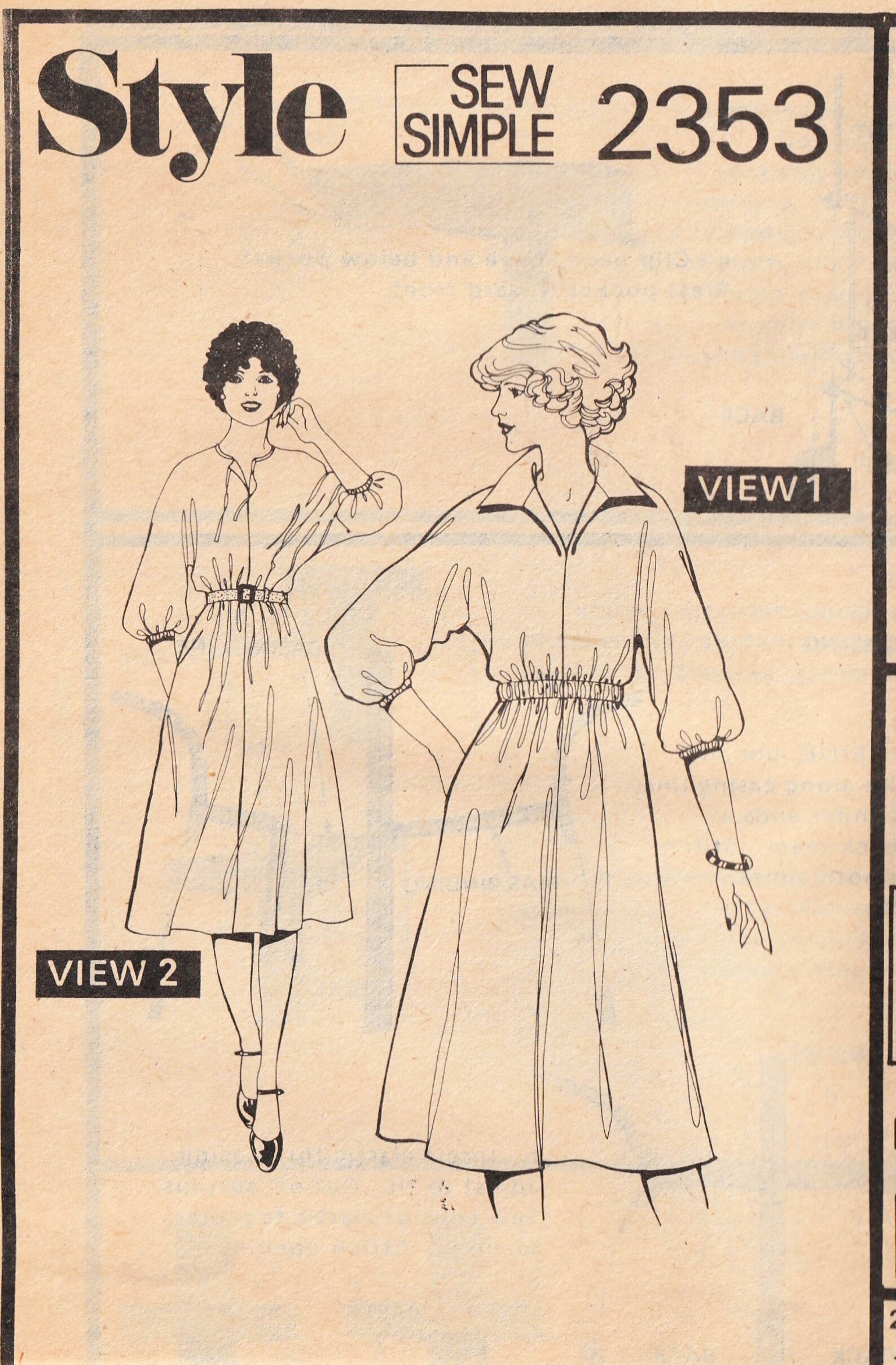 1970s Dresses SZ 14 Style Sew Pattern 2353 - Etsy