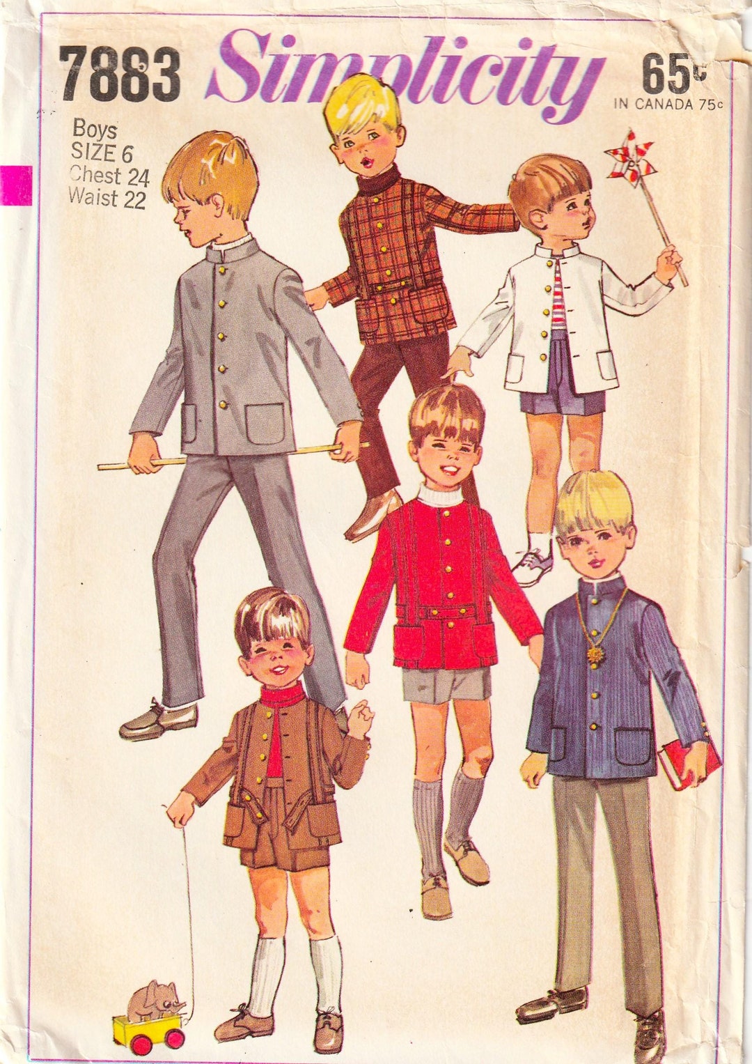 1960s BEATLES Nehru Style Suit Jacket Pants SZ 6 Simplicity 7883 - Etsy