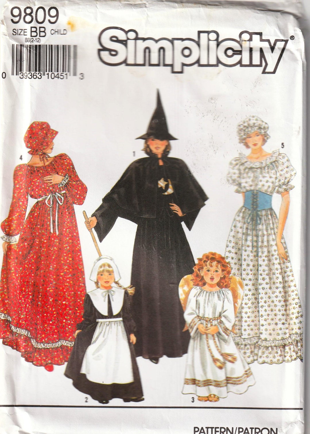 Peasant Witch Quaker Angel Child Costumes Simplicity 9809 - Etsy