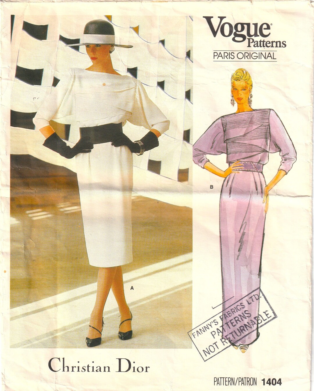 VINTAGE CHRISTIAN DIOR Sz 12 Vogue Sew Pattern 1404 - Etsy