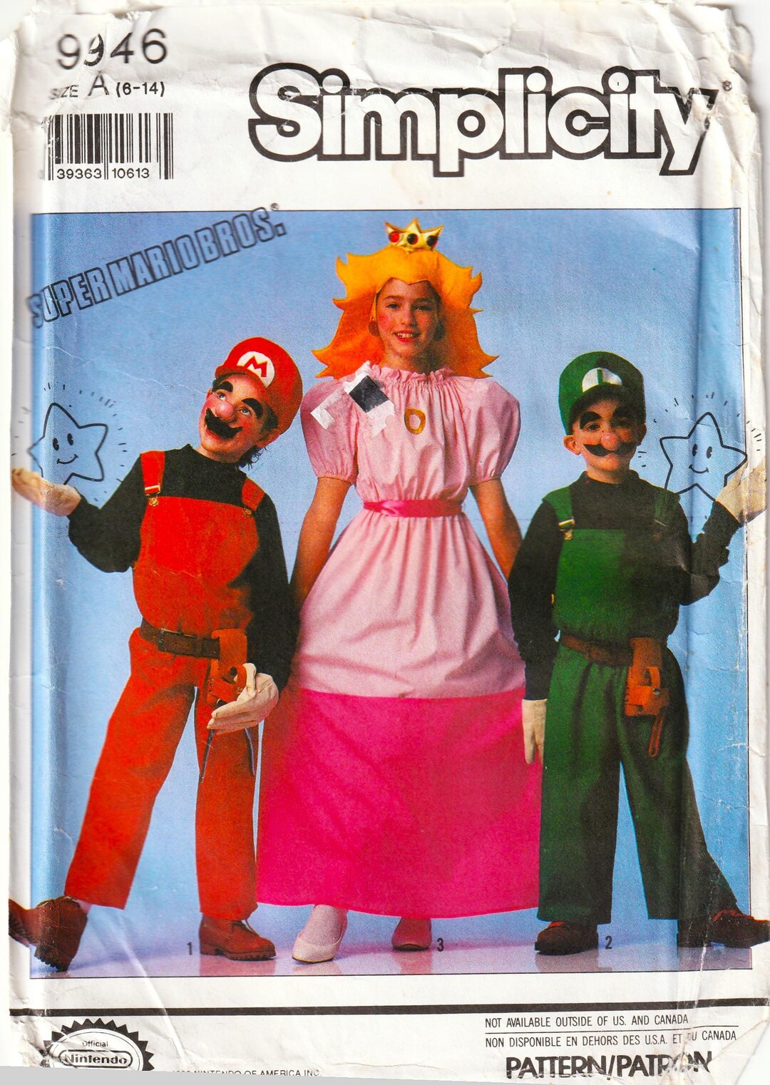 RARE Super Mario Bros Princess Peach 6-14 Costumes Simplicity Sew ...