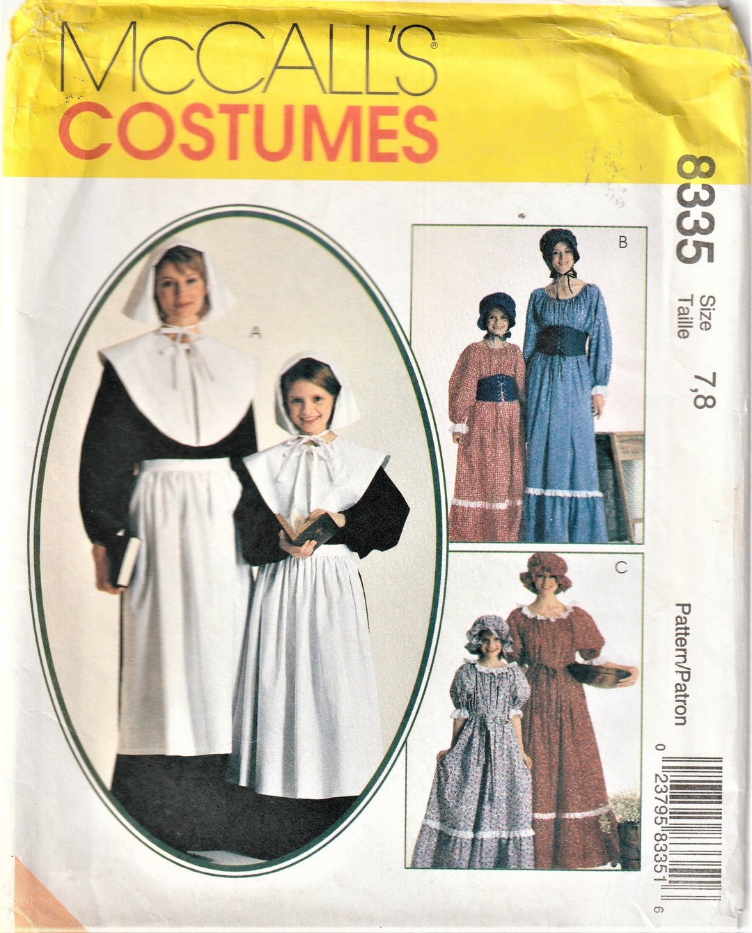 Costumes Quaker Pilgrim Pioneer 7, 8 Mccall's 8335 - Etsy