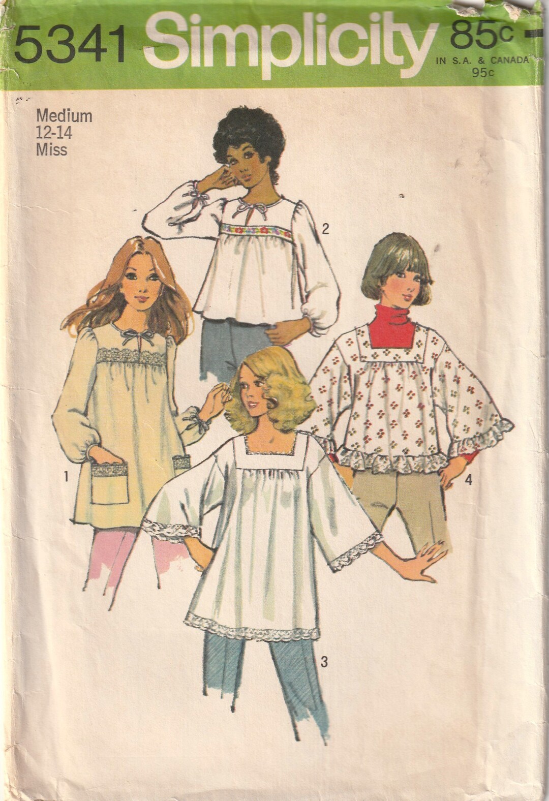 1970s Smock Tops 12-14 Simplicity 5341 - Etsy