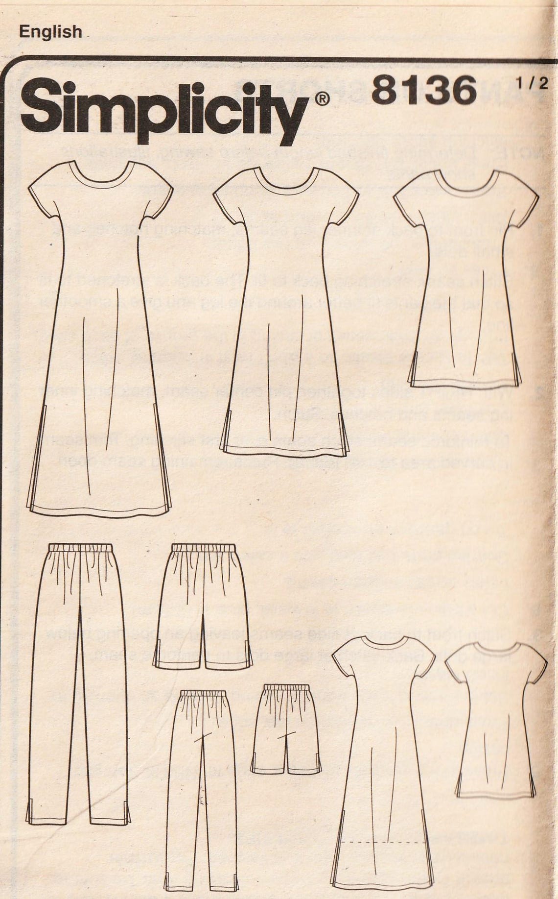 EASY 1 Hour Dress Top Pants Shorts 12-16 Simplicity 8136 - Etsy