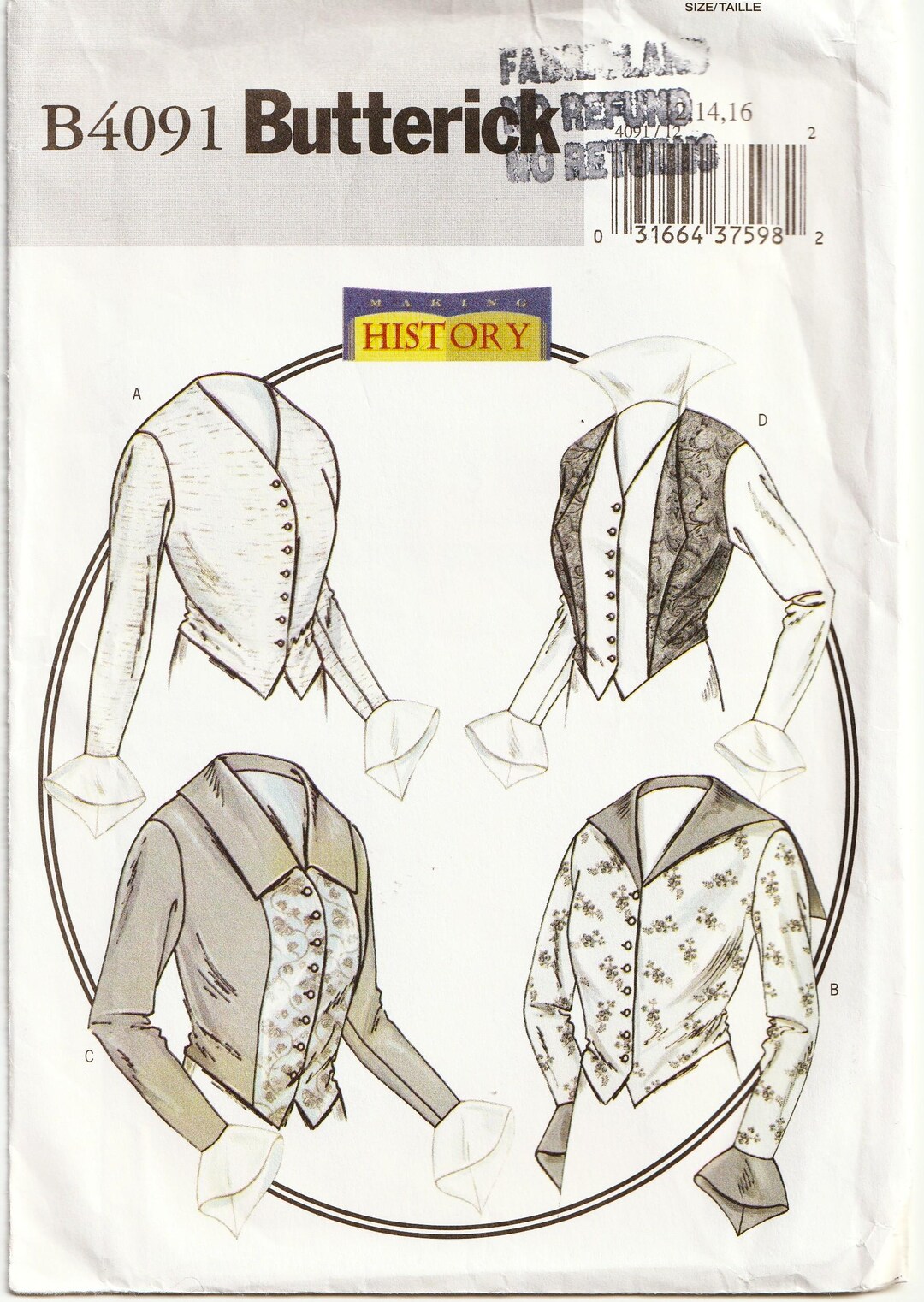 1914 Basque Shirts COSTUMES 12-16 Butterick 4091 - Etsy