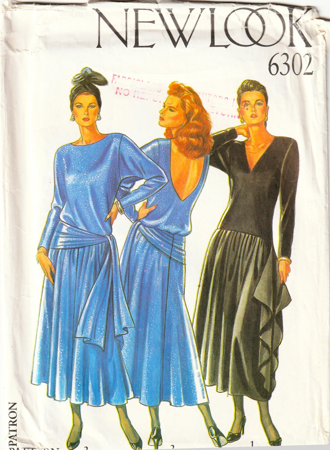 Side Sash Low Back Dresses 8-18 New Look 6302 - Etsy