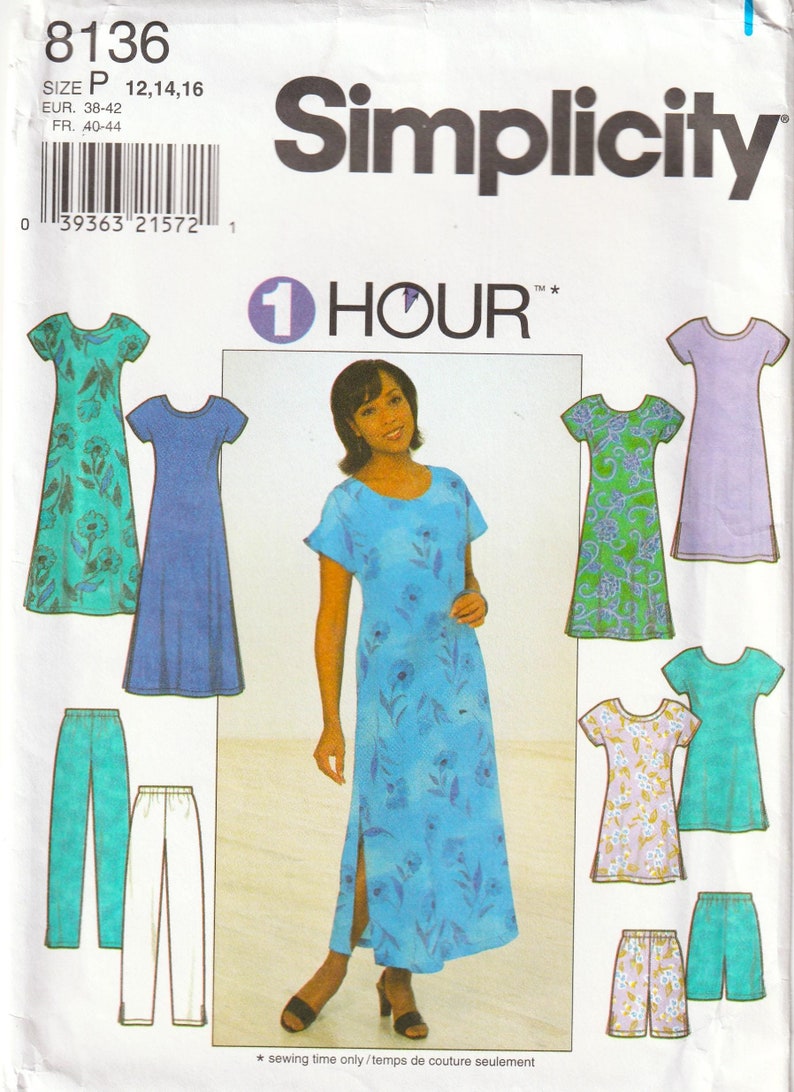 EASY 1 Hour Dress Top Pants Shorts 12-16 Simplicity 8136 - Etsy