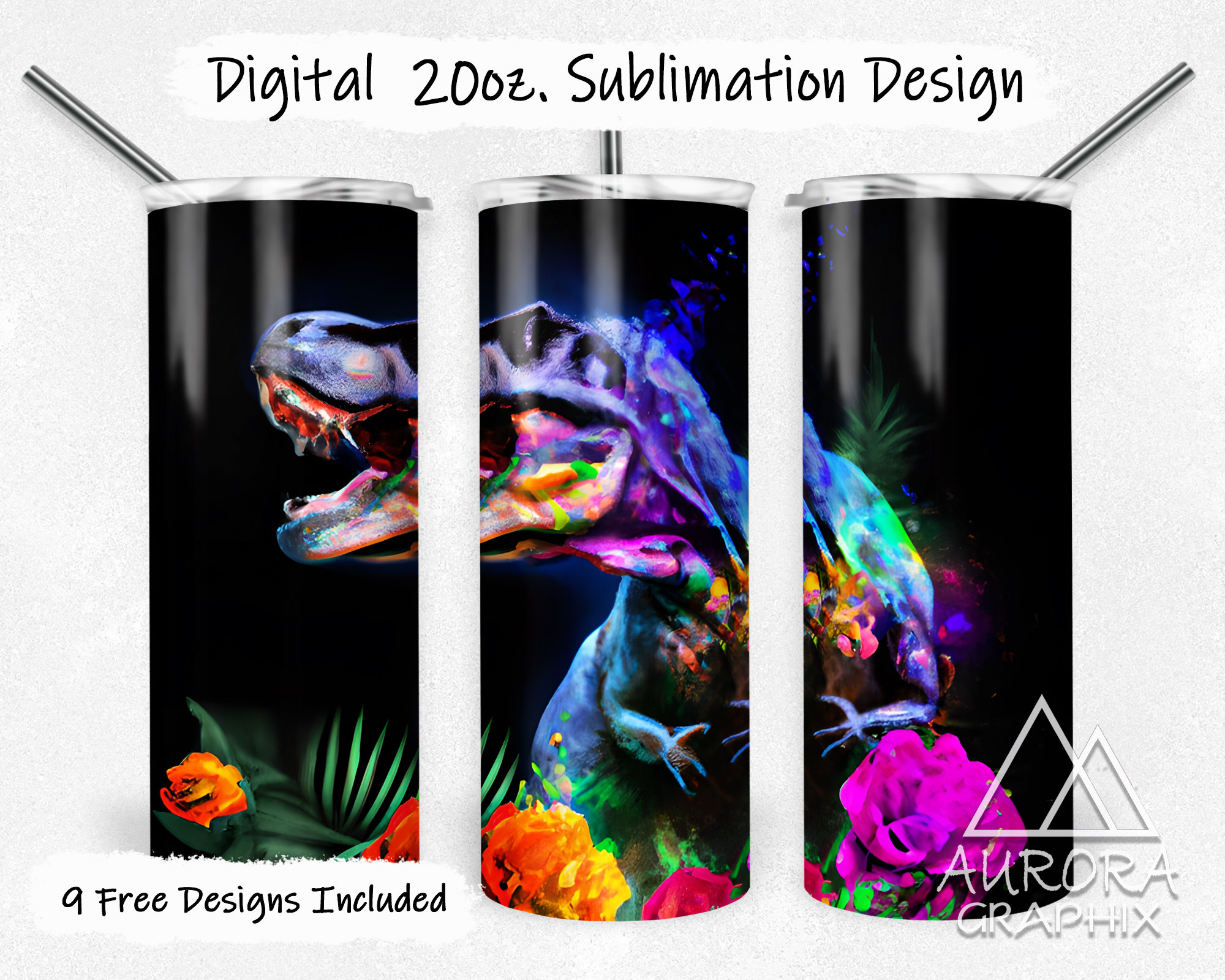 T-rex Tyrannosaurus Rex Digital 20oz Skinny Tumbler Wrap - Etsy