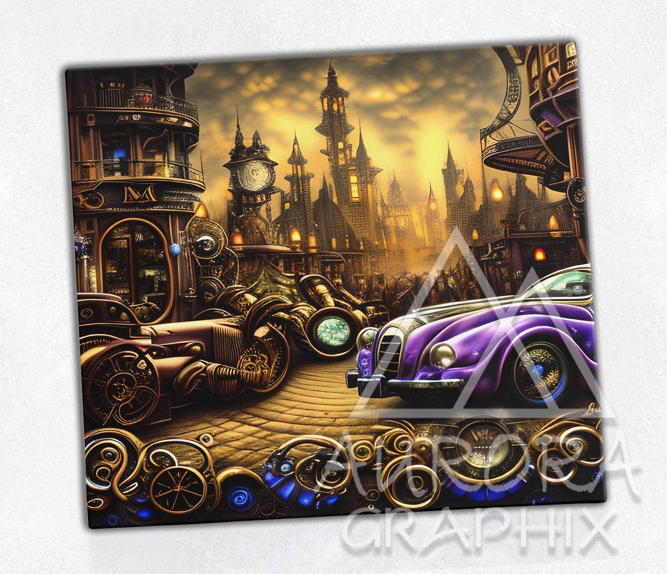 Steampunk City - Digital 20oz Skinny Tumbler Wrap Travel Whimsical ...