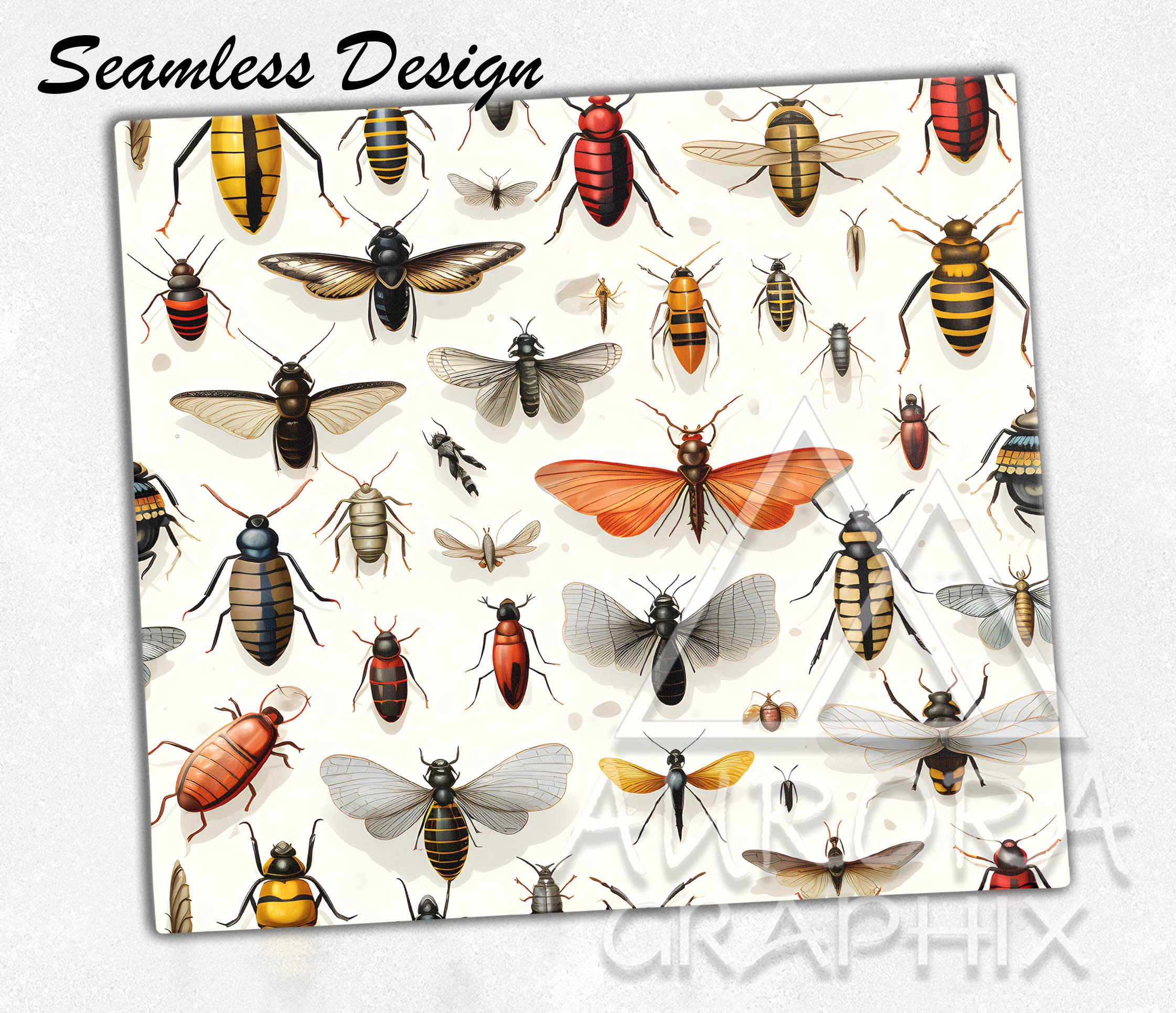 Bugs - Digital 20oz Skinny Tumbler Wrap Halloween Beetles Creepy ...